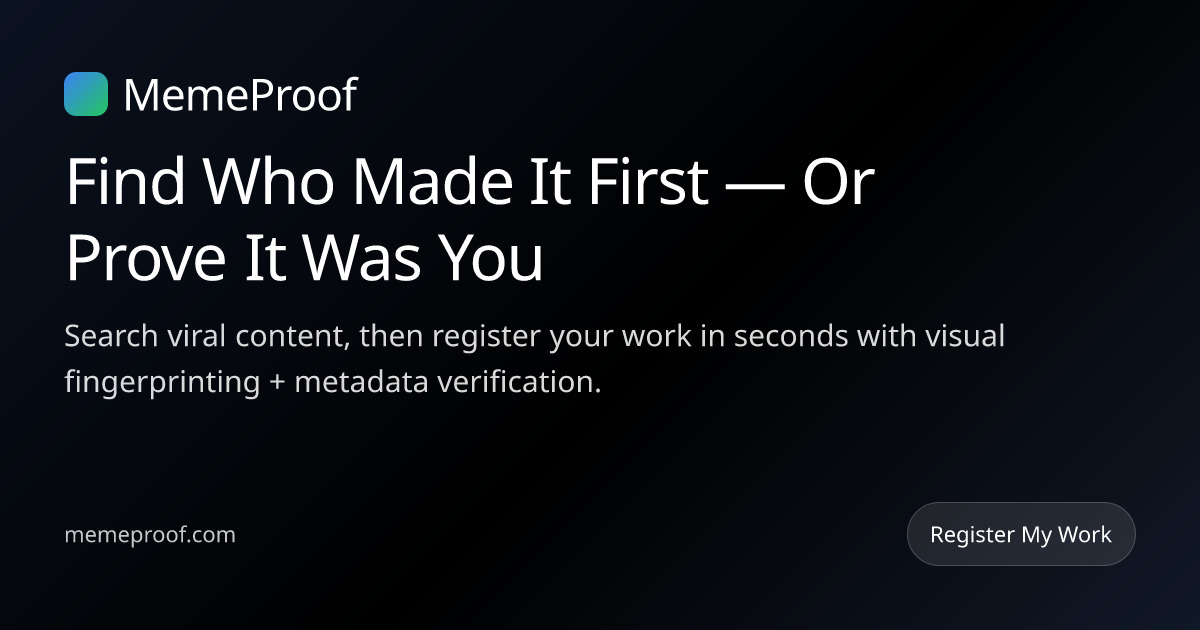 MemeProof - Track & Claim Memes and Viral Content | Verify Originality